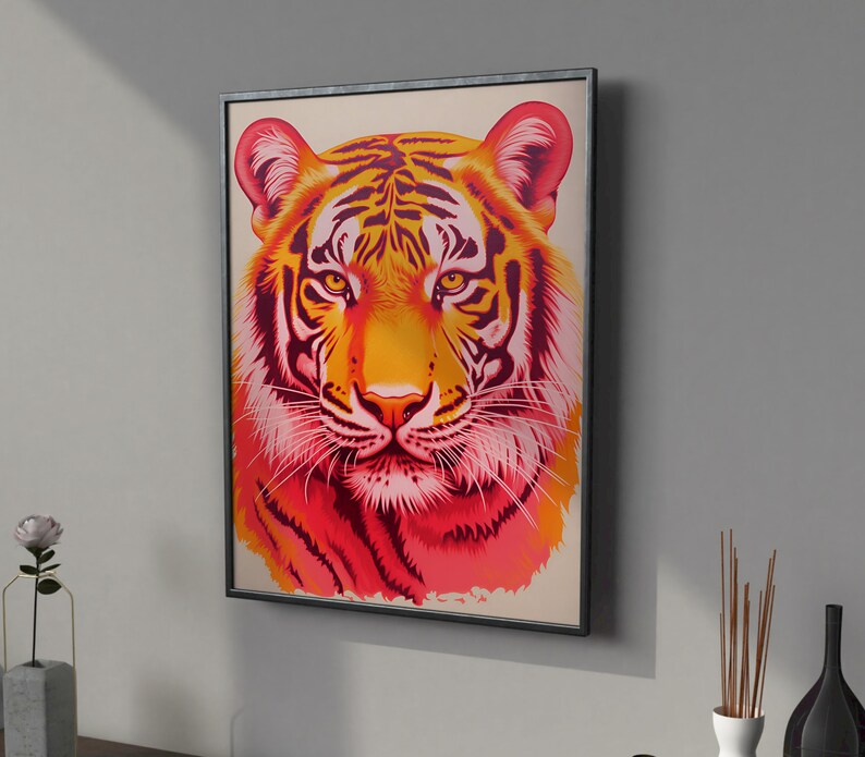 Colorful Tiger Poster Print Pop Art Room Decor Funky Wall - Etsy