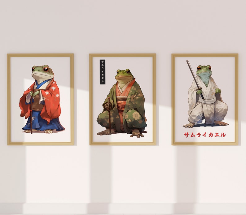 Japanese Samurai Frog Prints - Frog Wall Art - Matsumoto Hoji Print ...