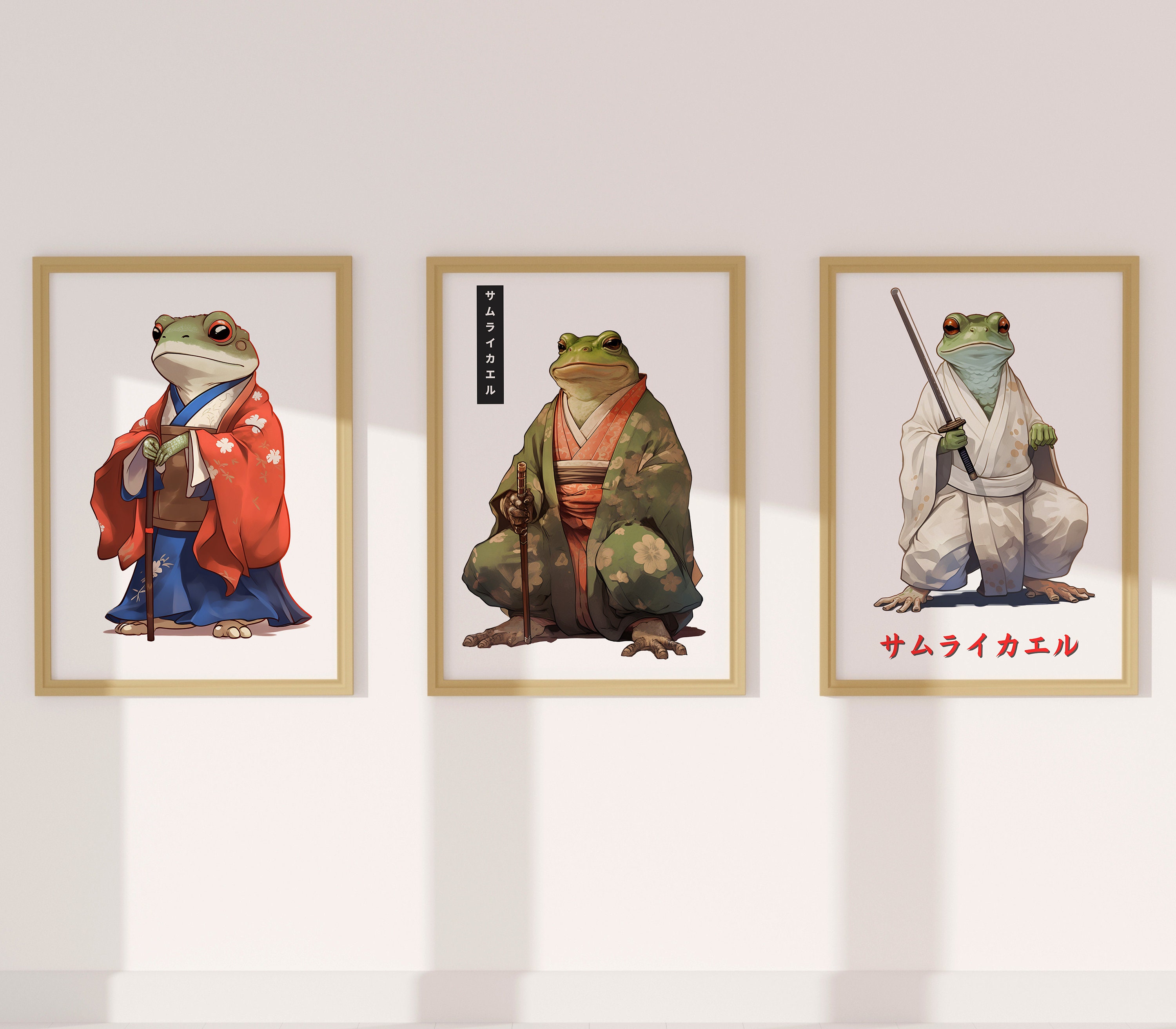 Japanese Samurai Frog Prints - Frog Wall Art - Matsumoto Hoji Print ...