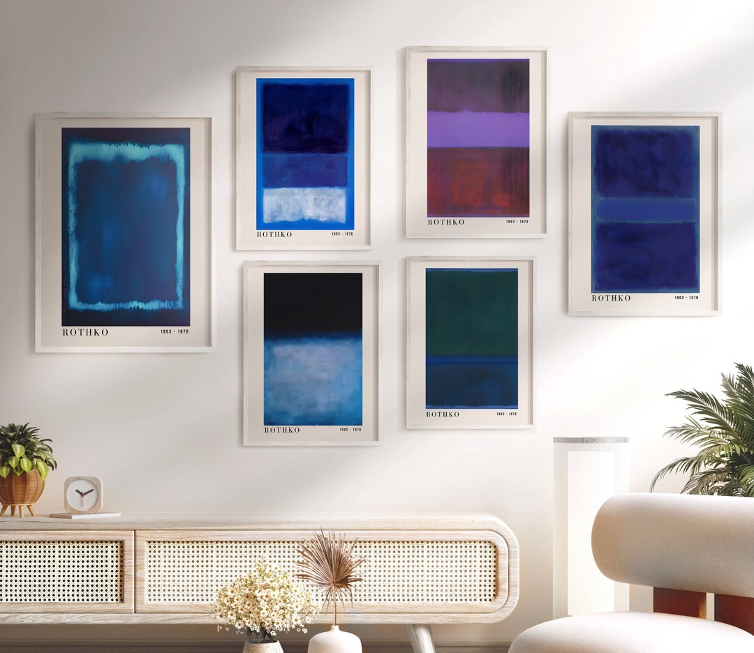 Mark Rothko Art Print Set of 6, BLUE Edition, Minimalist Abstract ...