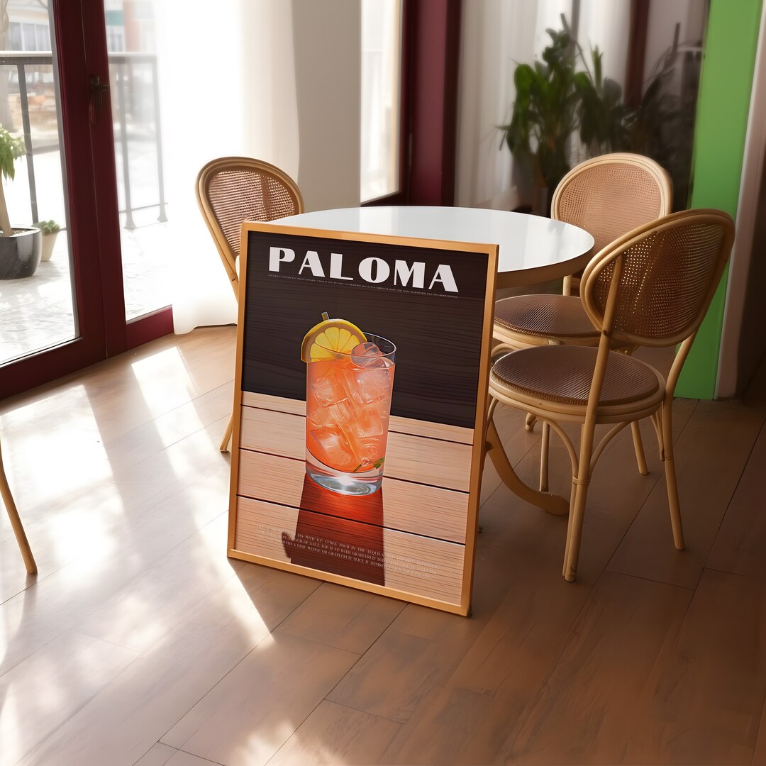 Cartel imprimible de Paloma Cocktail Cartel de cóctel clásico Cartel de ...