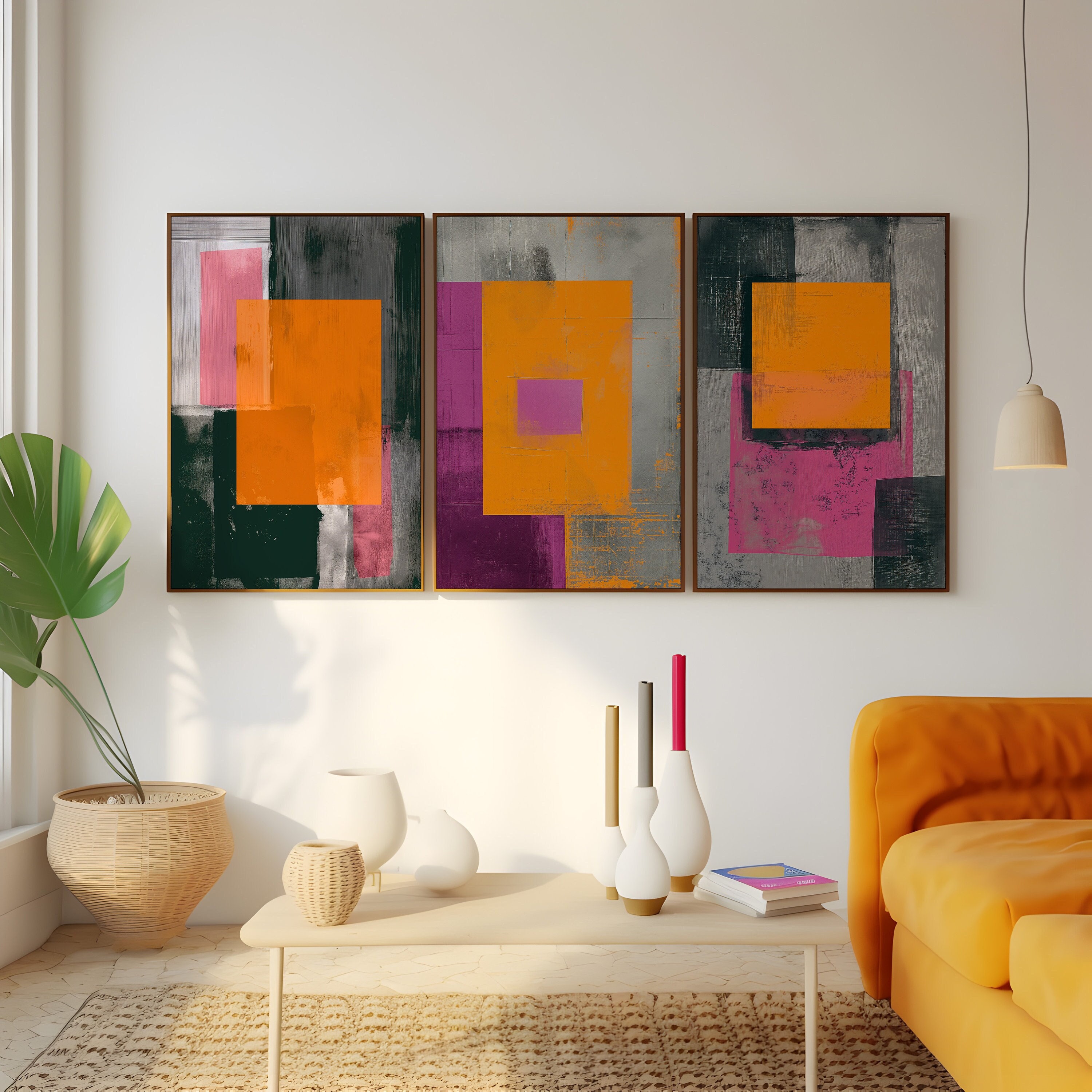 3er Set Abstrakte Preppy Prints - Geometrische abstrakte moderne Kunst Poster - moderne ...