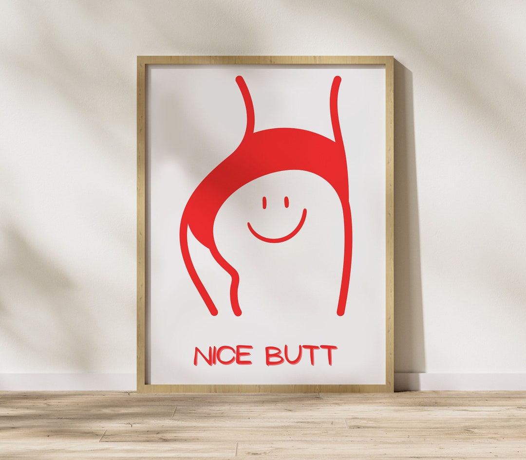 Nice Butt Printable Poster - Funny Print - Retro Bathroom Poster ...