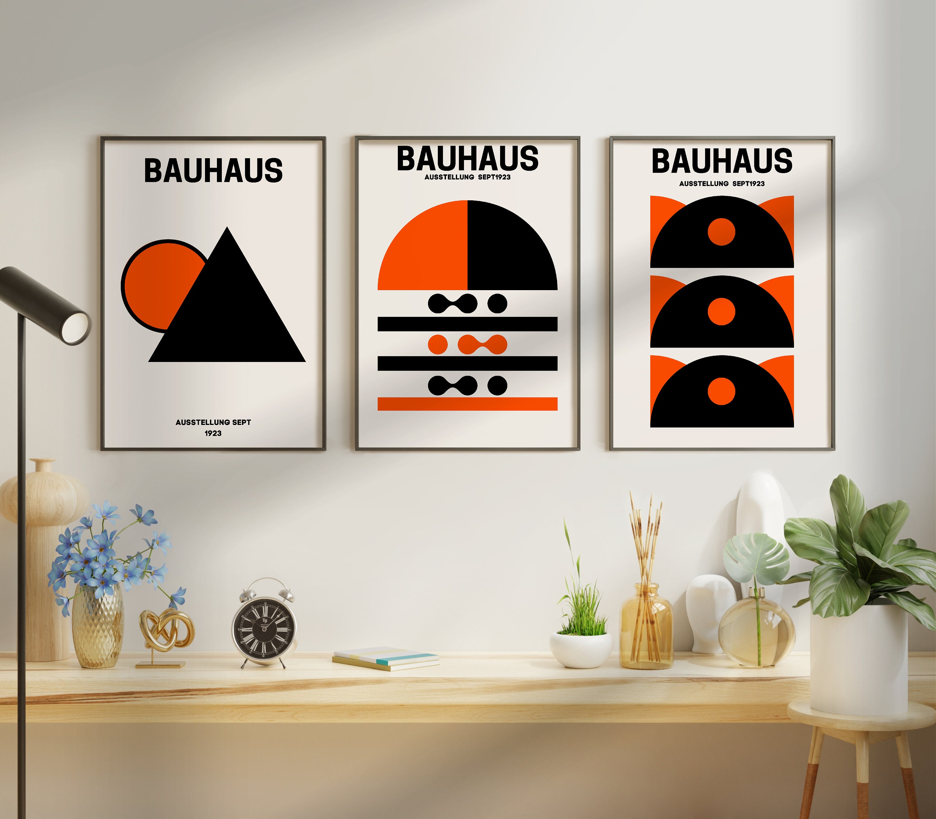 Bauhaus Printable Exhibition Poster, Set of 3, Mid Century Modern Print ...
