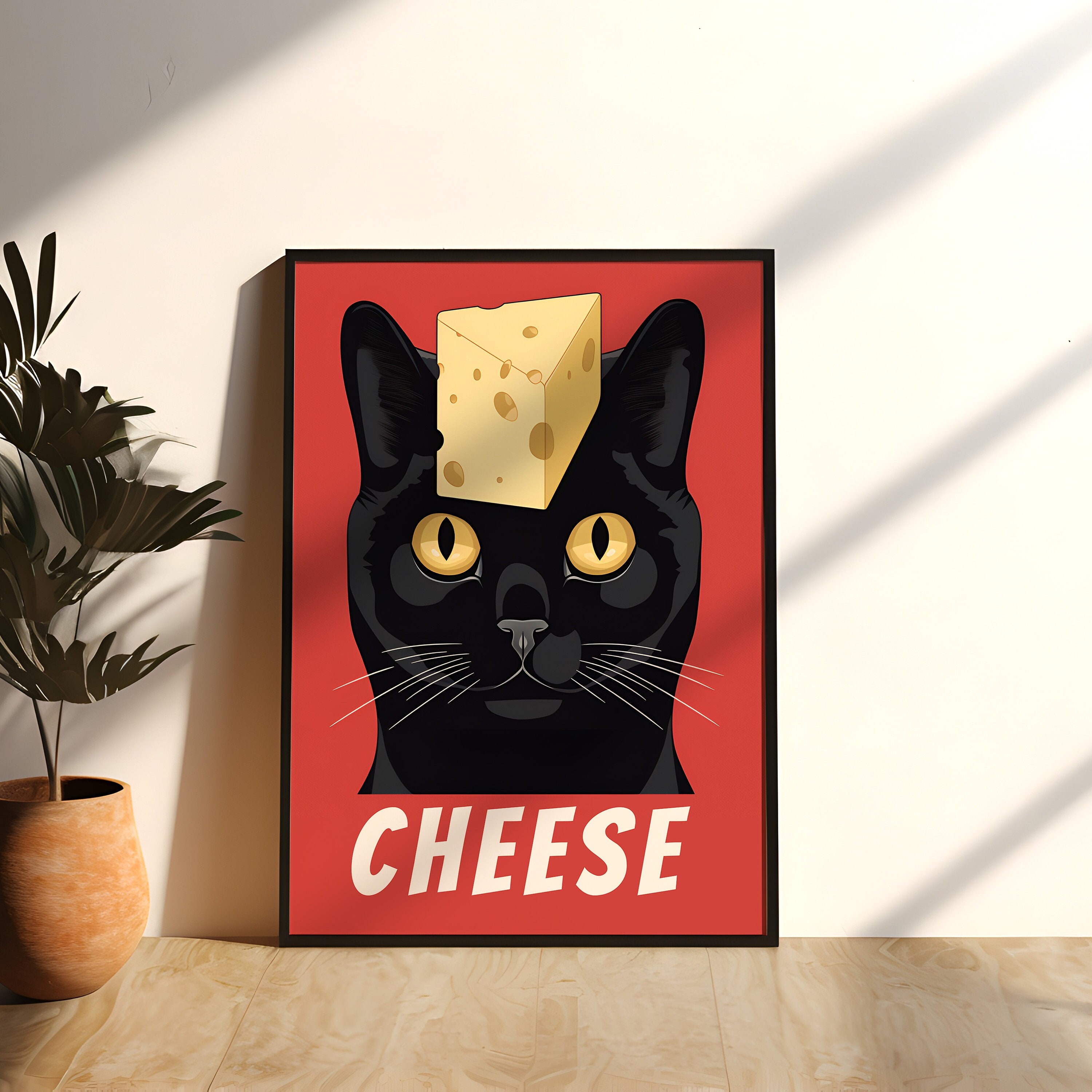 Lustige druckbare Katze Poster - Schwarze Katze Digitale Wand Kunst ...