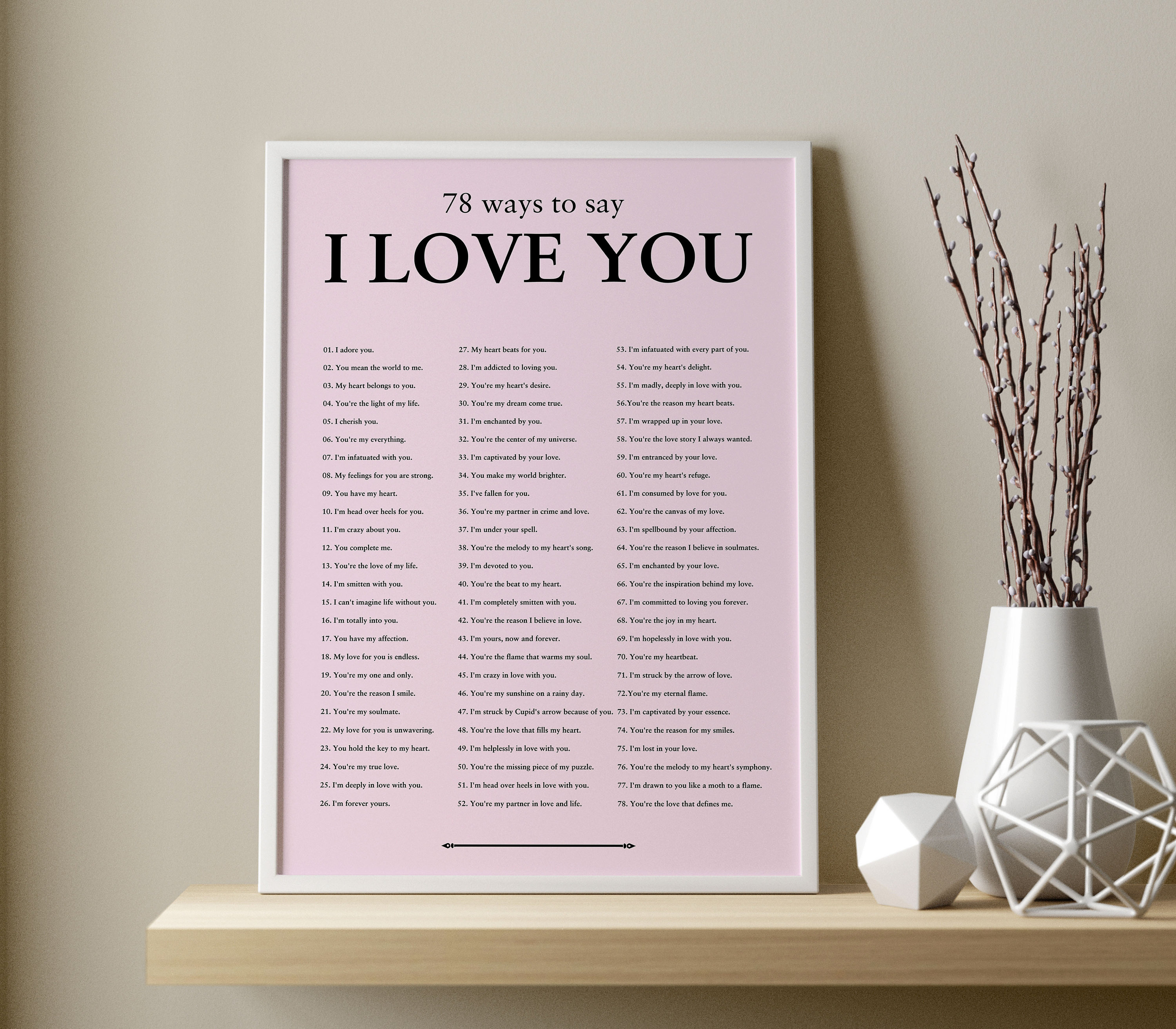 78 Ways to Say I Love You Poster Valentines Day Gift trendy - Etsy
