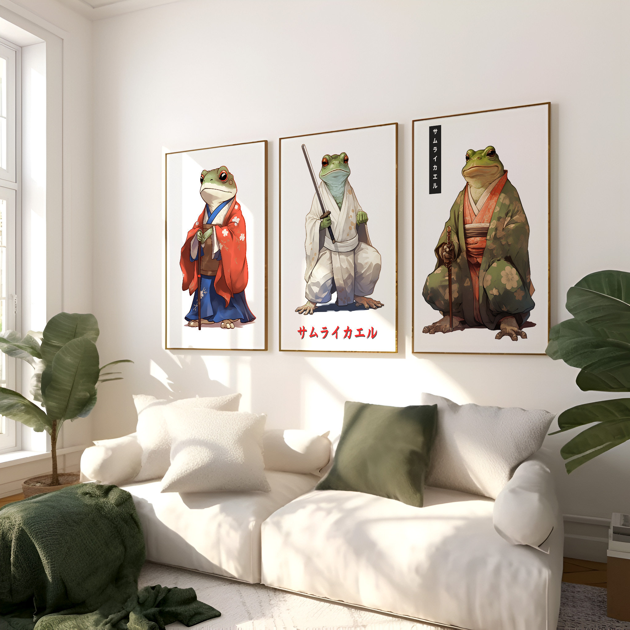 Japanese Samurai Frog Prints - Frog Wall Art - Matsumoto Hoji Print ...
