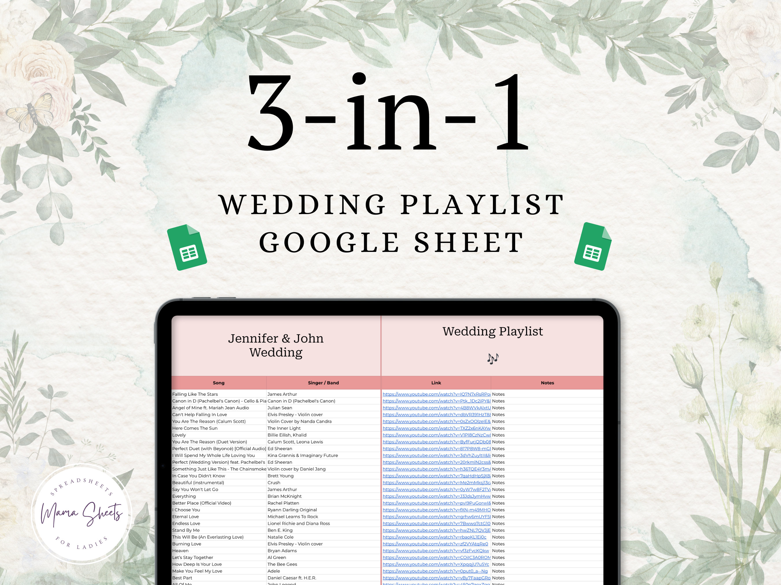 Wedding Playlist Google Sheet, Pre-filled 300 Songs (digital Download ...