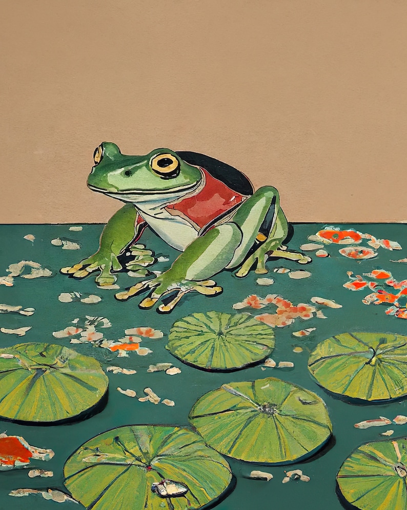 Japanese Frog in Ukiyo-e Style: Printable Digital Download, Digital ...