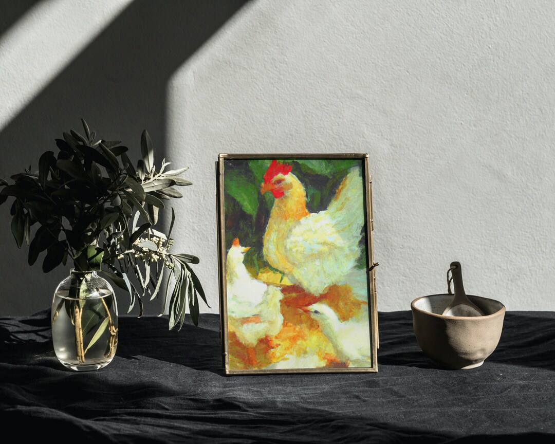 White Chicken Kitchen Decor Printable - Adorable Trio for Your ...