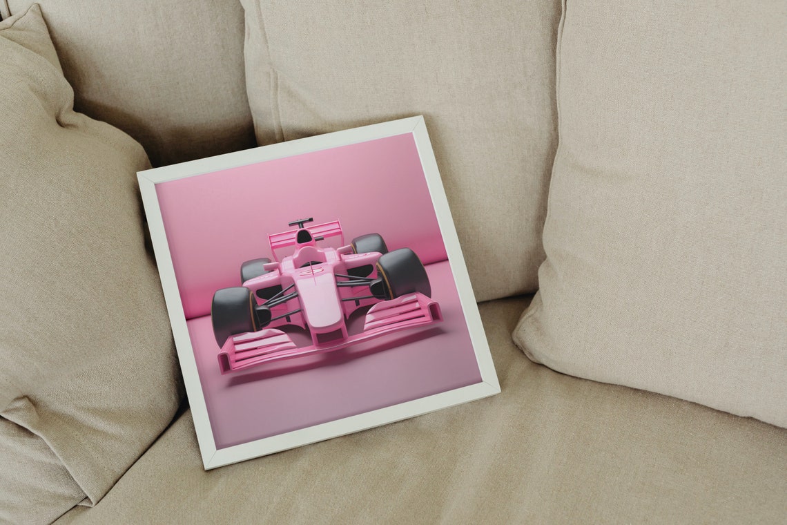 Formula 1 Barbie-inspired Pink 3D Racing Car L Digital Art L Home Decor ...