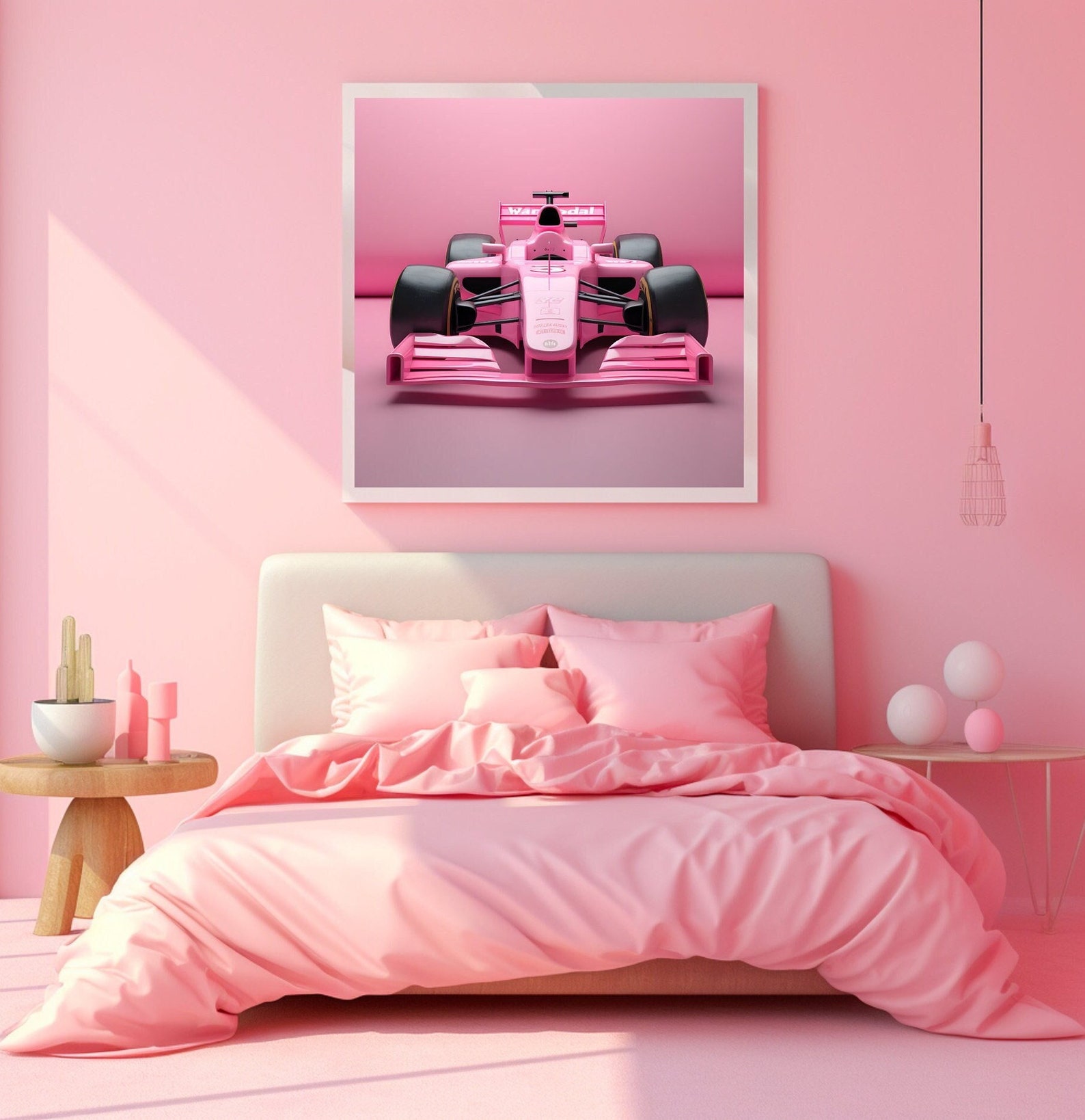 Formula 1 Barbie-inspired Pink 3D Racing Car L Digital Art L Home Decor ...