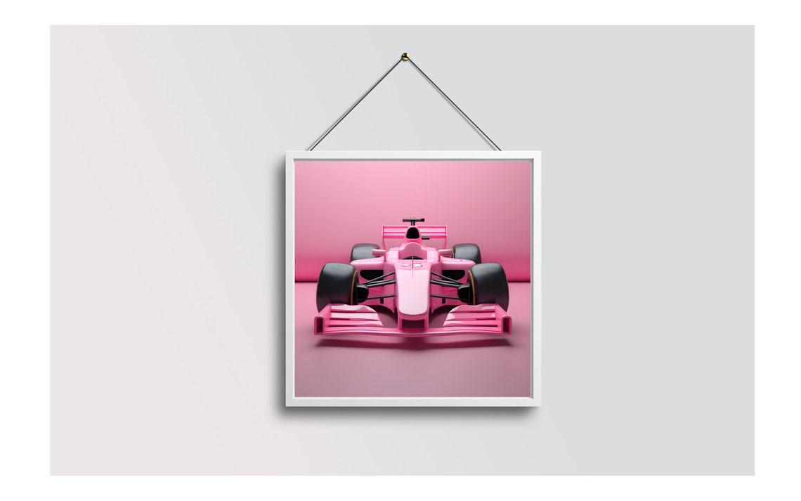 Formula 1 Barbie-inspired Pink 3D Racing Car L Digital Art L Home Decor ...