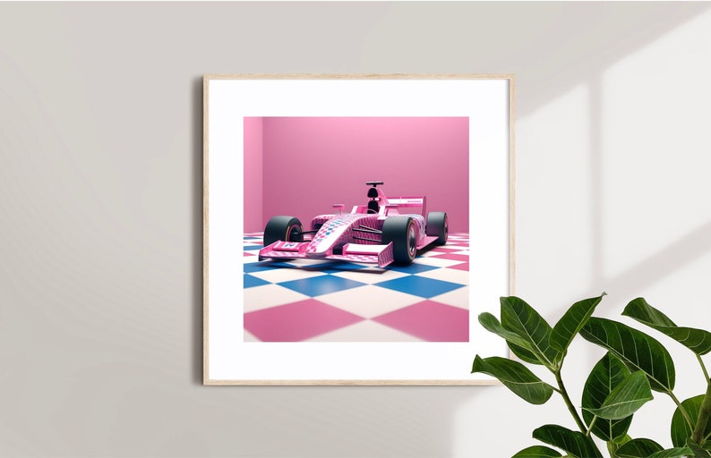 Barbie-inspired Formula 1 Pink 3D Racing Car Digital Art L Home Decor L ...