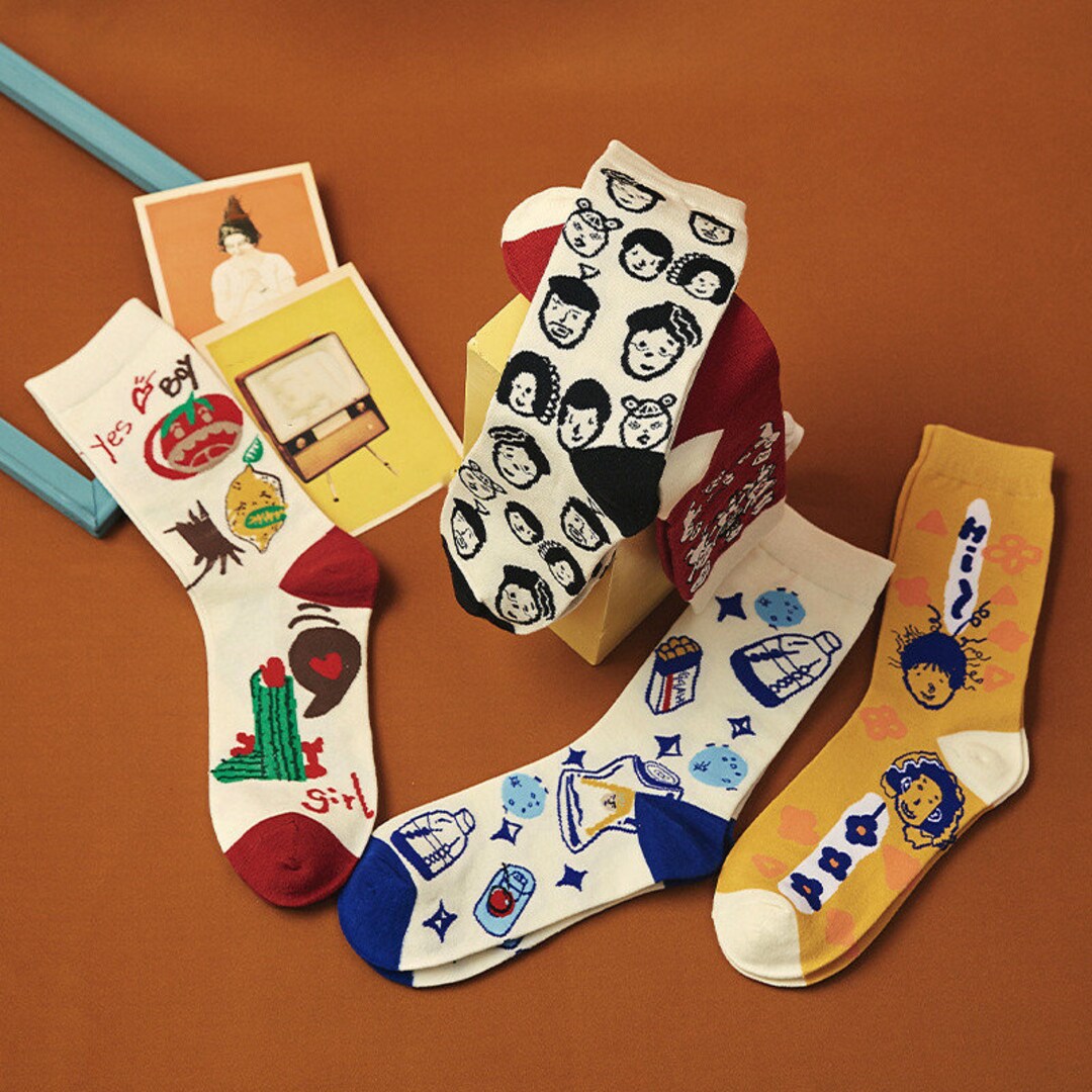 Japan Imported Cute Pattern/ Portrait Socks - Etsy UK