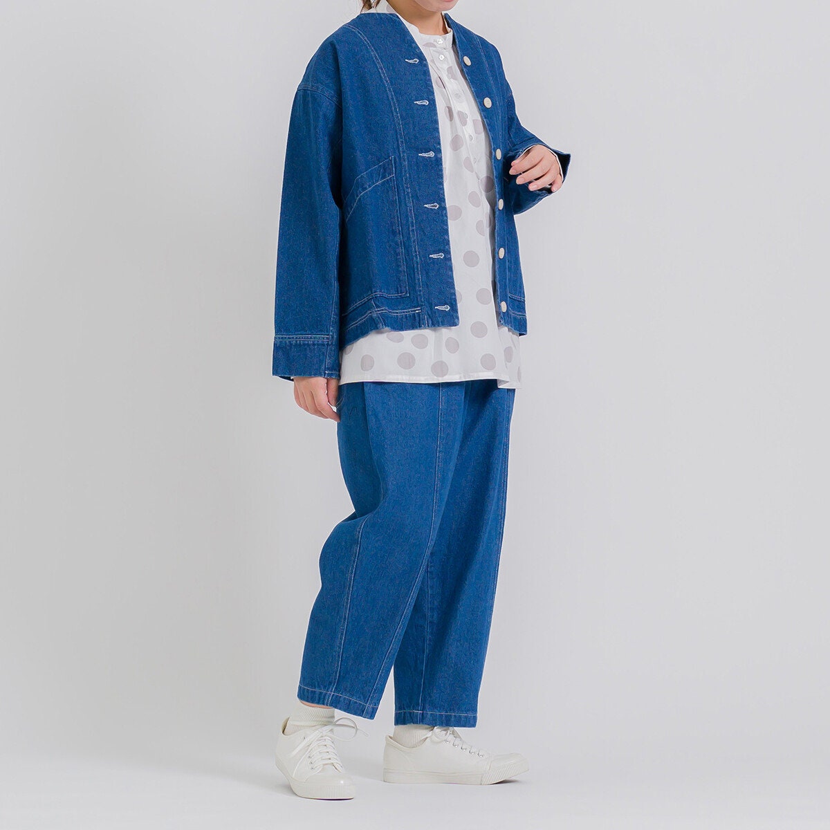 Japan Denim Collarless Jacket - Etsy