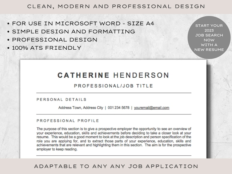 ATS Friendly Resume Template for Word ATS Compatible Resume Template ...