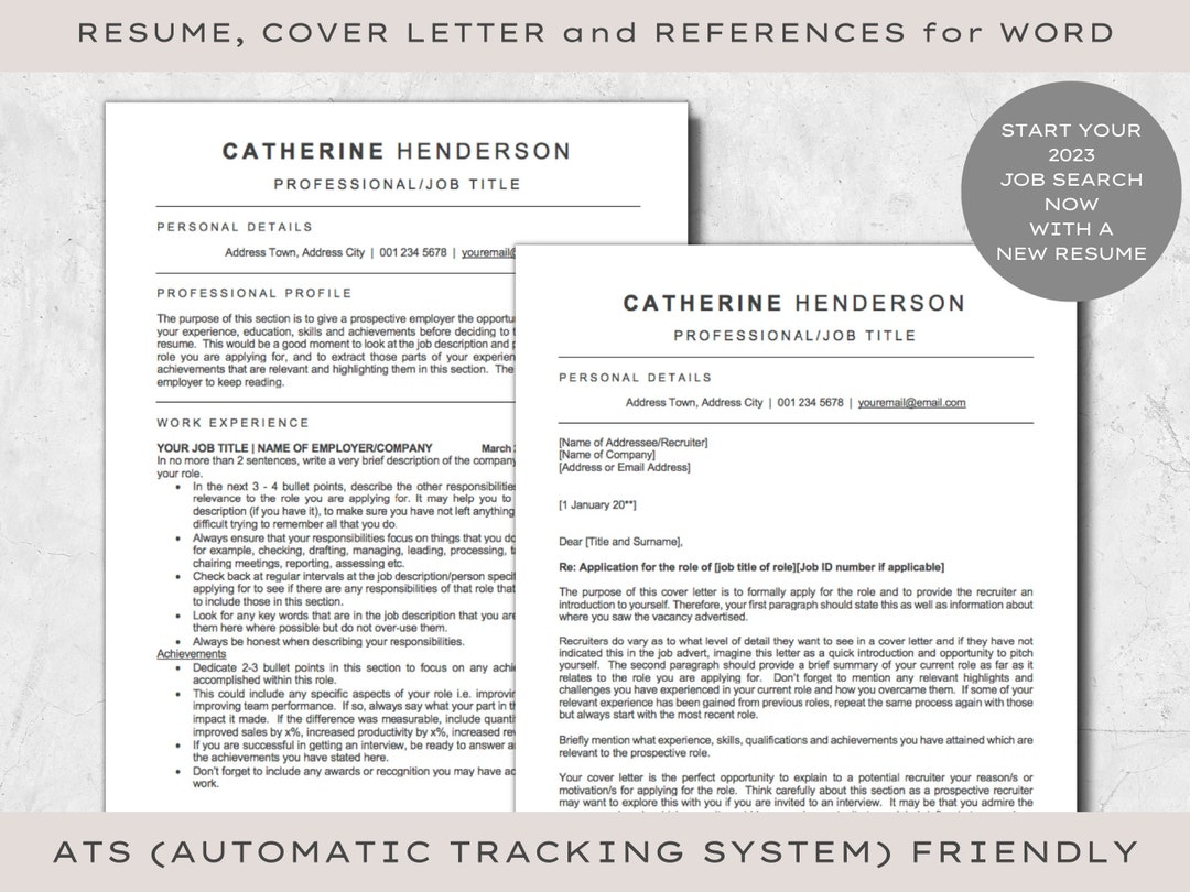 ATS Friendly Resume Template for Word ATS Compatible Resume Template ...