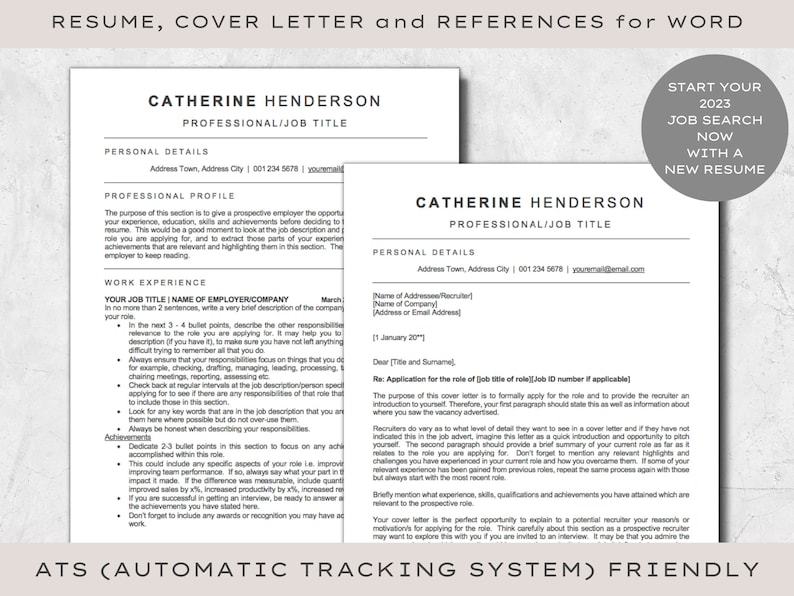 ATS Friendly Resume Template for Word ATS Compatible Resume Template ...