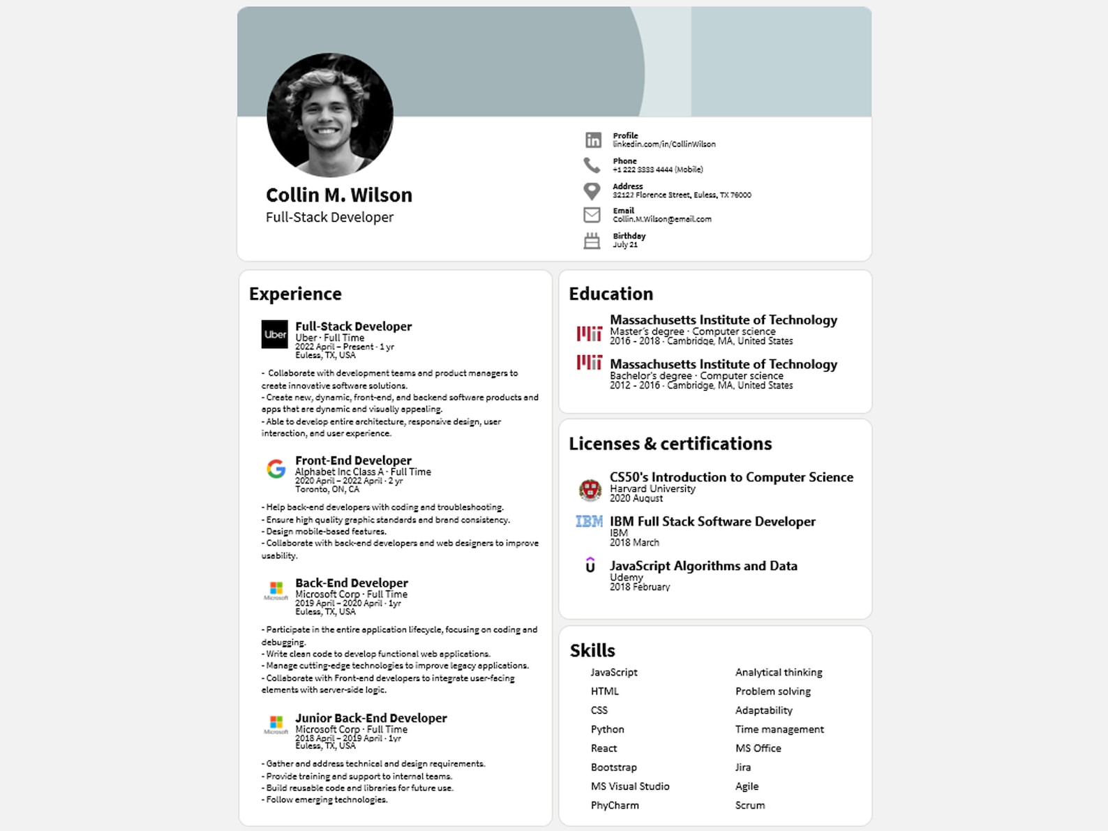 Professional CV Template With Linkedin Flair: Make Your Resume Stand ...