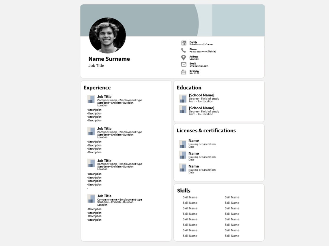 Professional CV Template With Linkedin Flair: Make Your Resume Stand ...
