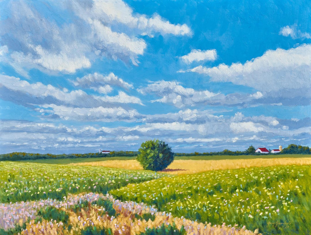 Original Iowa Prairie Oil Painting: Rural Landscape Wall Art - Etsy