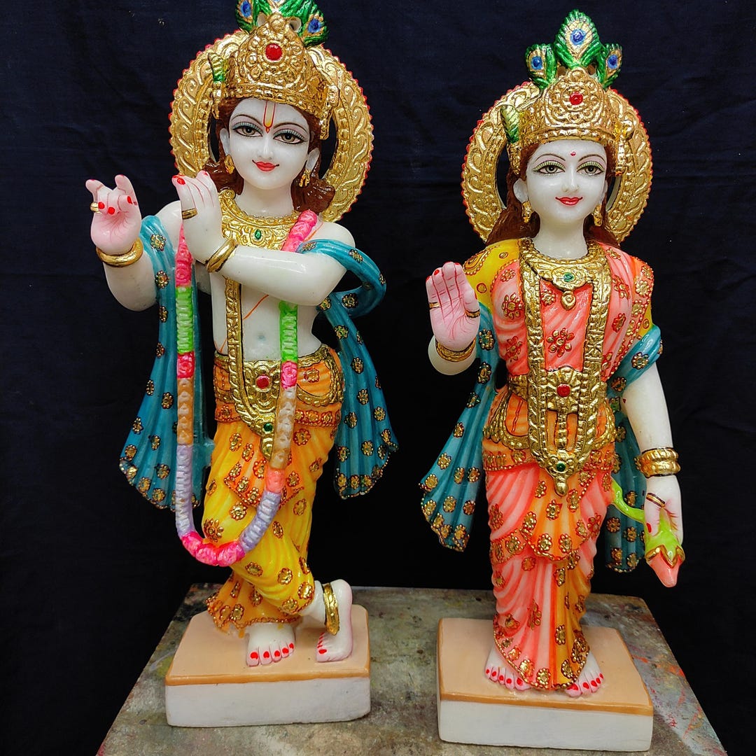 Radha Krishna Pure Makrana Marble Murti, Radha Krishna Statue Couple ...