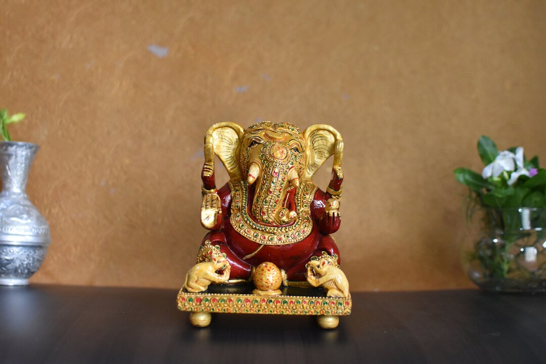 Appu Ganesha Statue, Wooden Small Ganesh Idol, Ganapathi, Elephant God ...