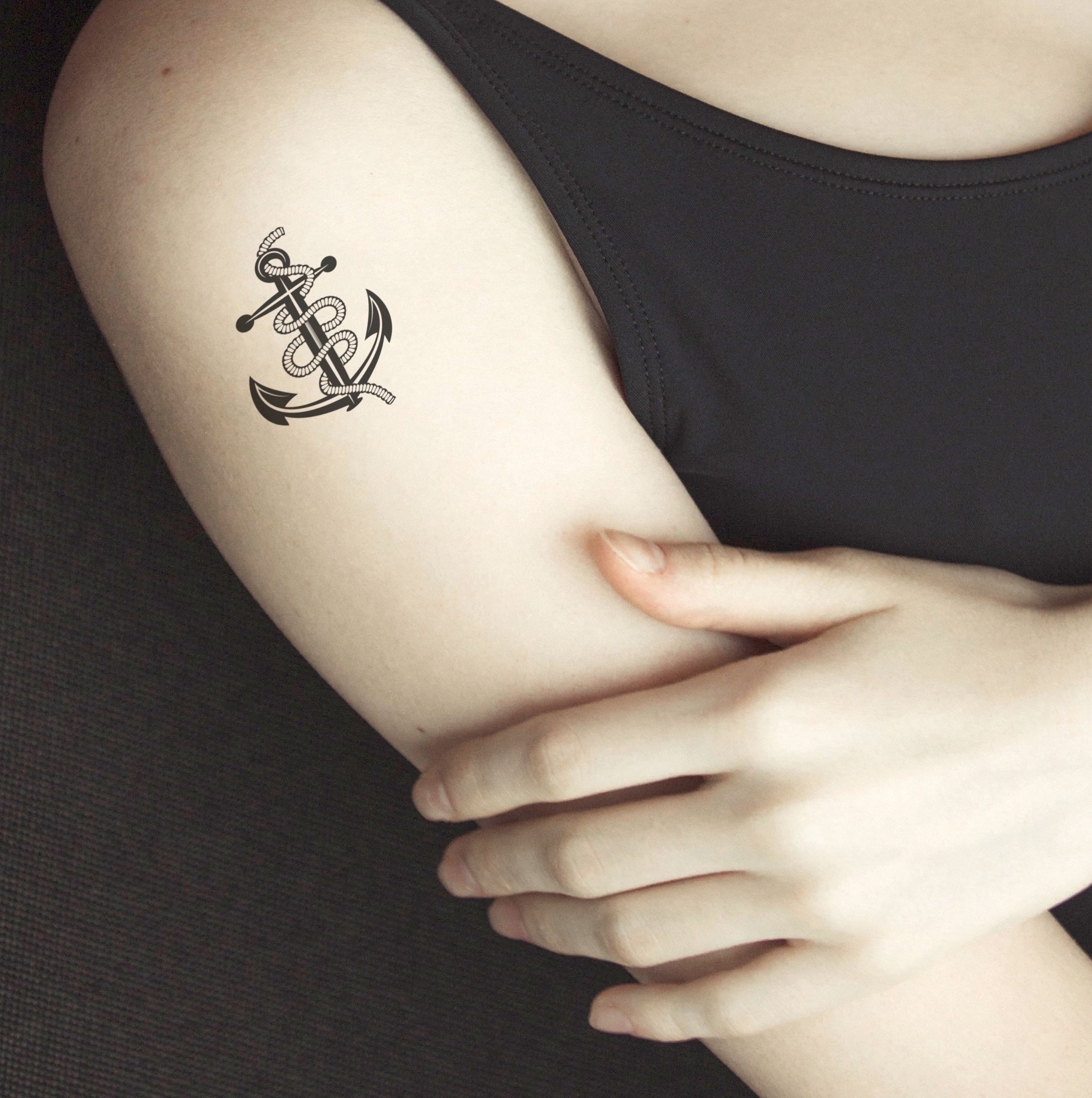 ANCHOR With ROPE Temporary Tattoo in Black. Symbol of a Former Member ...