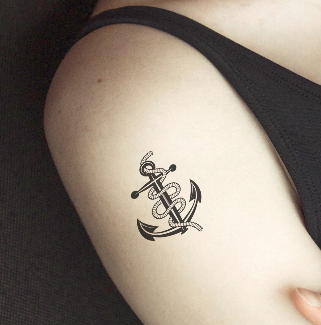 ANCHOR With ROPE Temporary Tattoo in Black. Symbol of a Former Member ...