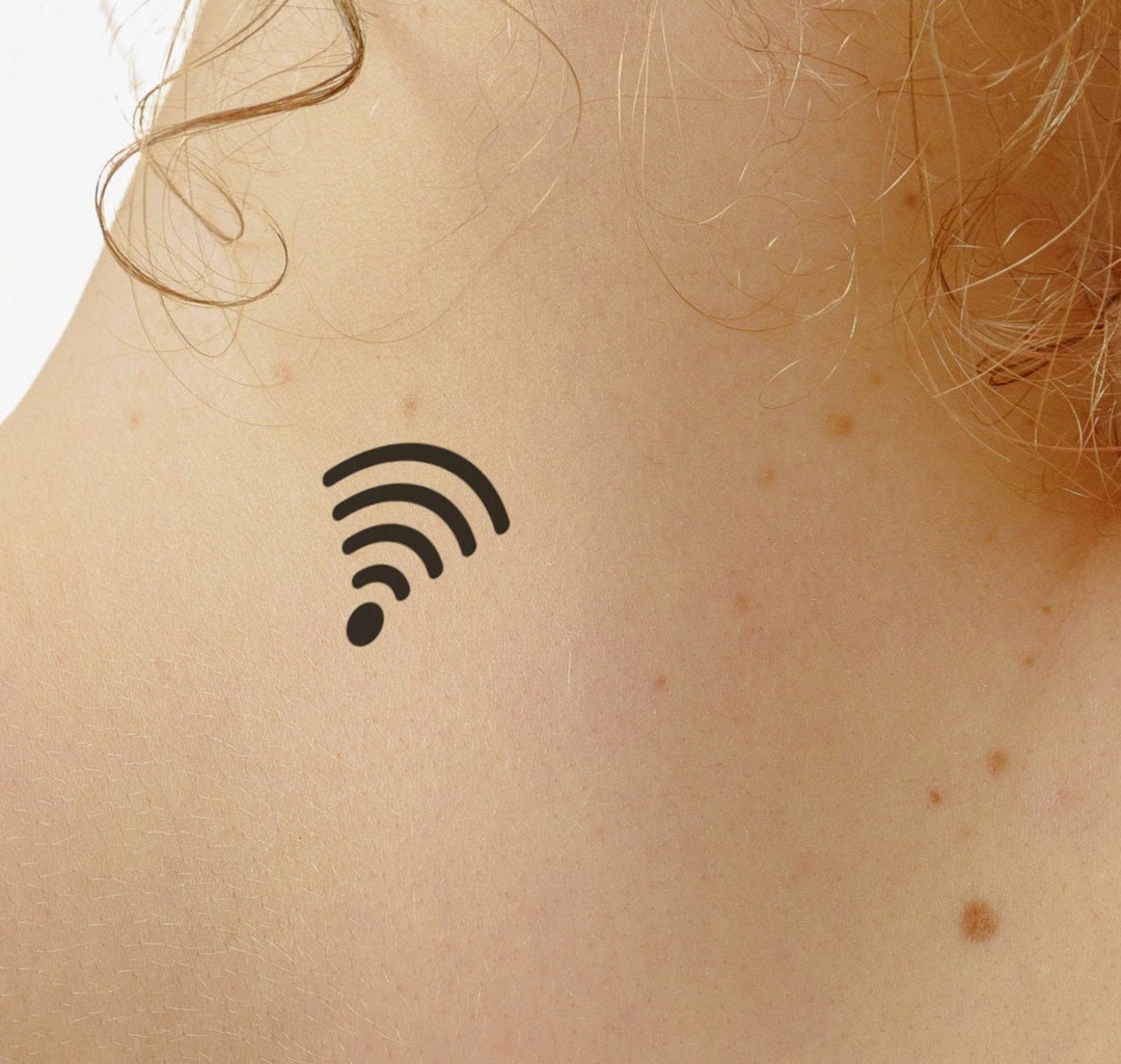 Wi-fi Signal Symbol Temporary Tattoo in Black. Full Signal of Wireless ...