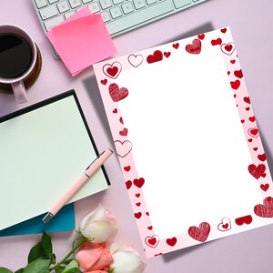 Hearts Printable Stationery-valentine's Day Printable Writing Paper ...