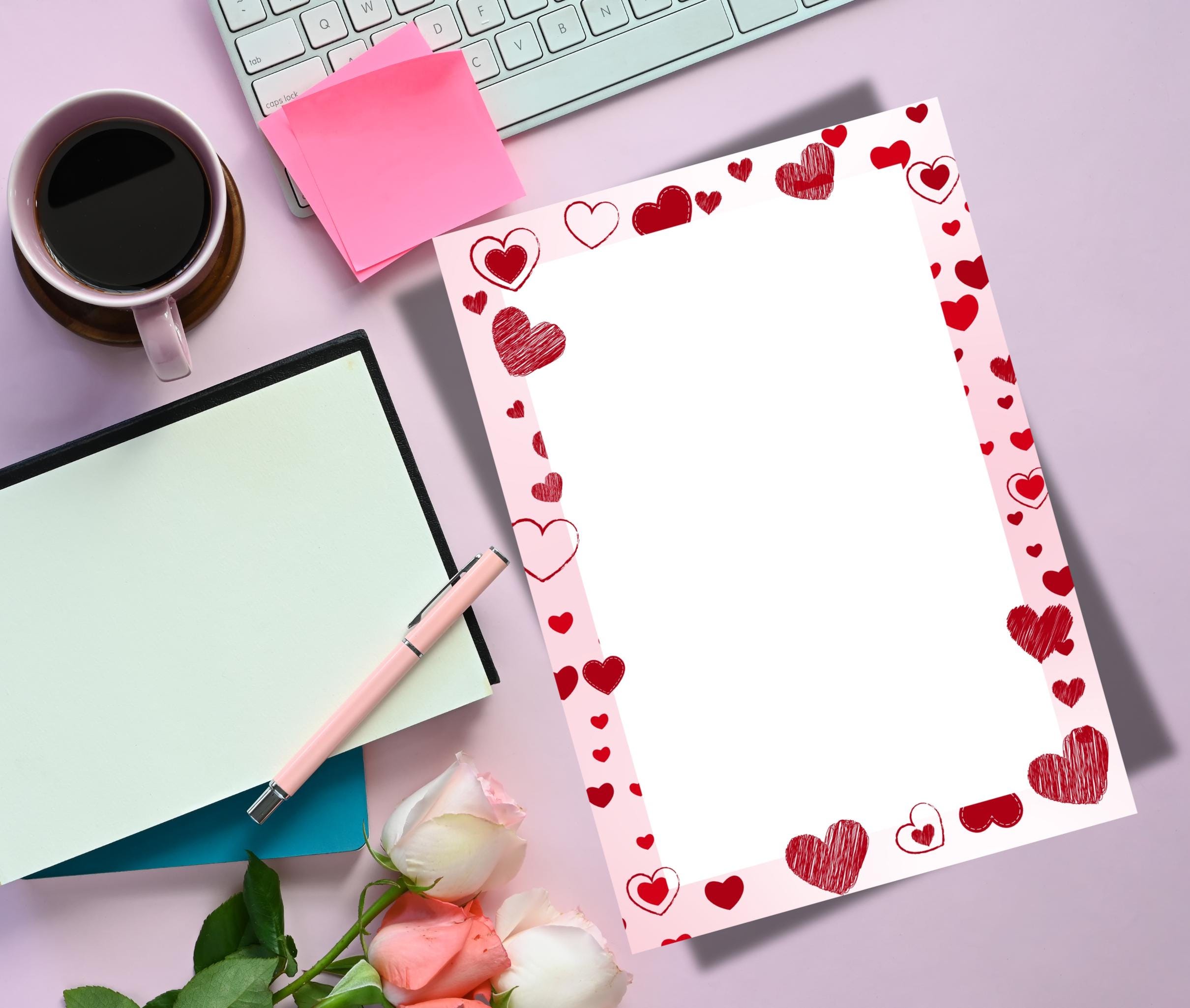 Hearts Printable Stationery-valentine's Day Printable Writing Paper ...