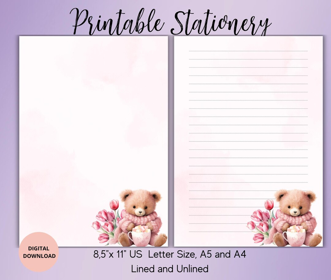 Teddy Bear With Tulip Stationary,kids Stationary,cute Stationery Sets ...