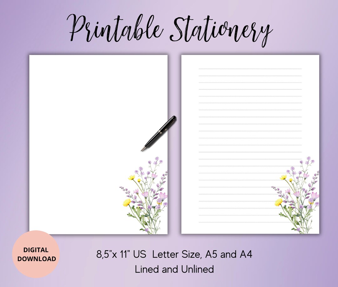 Wildflower Writing Set,flower Printable Stationery,writing Paper Letter ...