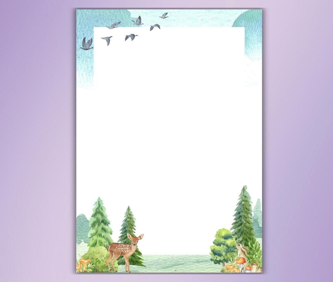 Woodland Animals Printable Stationery-forest Animal Writing Paper Lined ...
