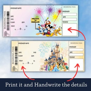 Editable Disneyland Ticket Disneyworld Ticket-editable Boarding Pass ...