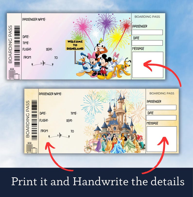 Editable Disneyland Ticket Disneyworld Ticket-editable Boarding Pass ...