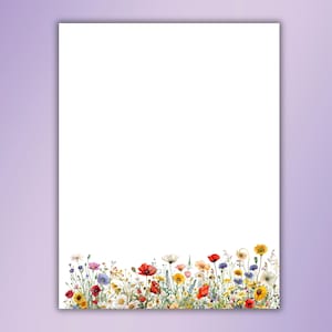 Meadow Unlined Lined Printable Stationery-field Blooms Writing Paper ...