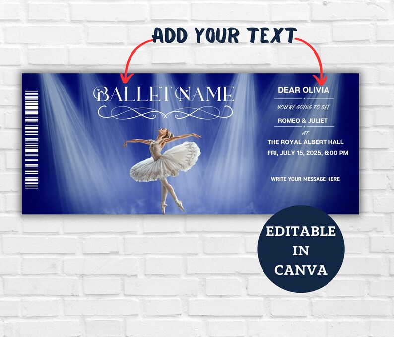 Editable Ballet Ticket Template-ballet Gift Ticket-ballet Lover Gift ...