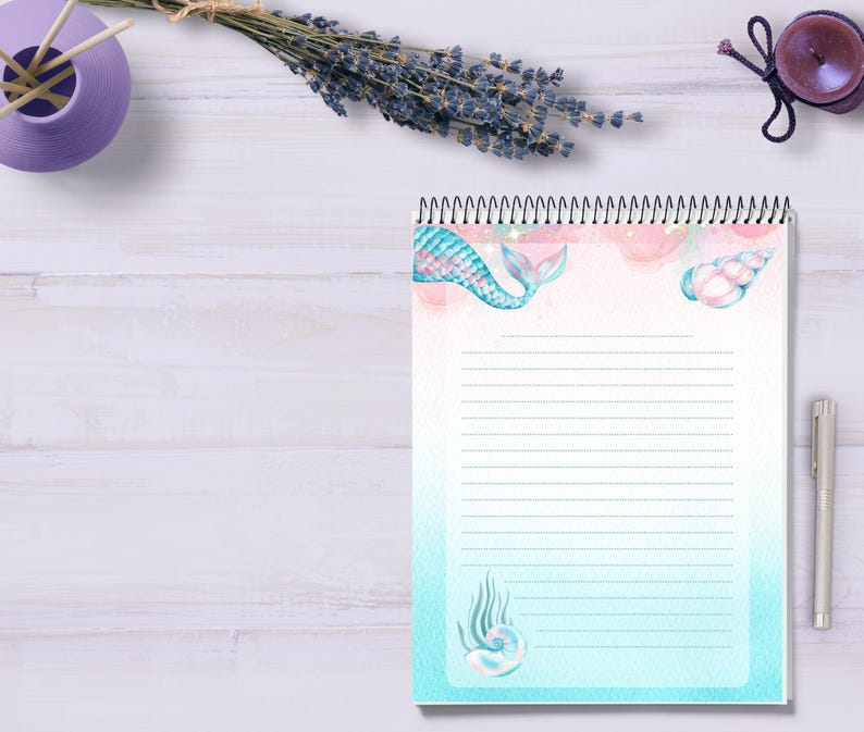 Printable Mermaid Letter Writing Paper Set,mermaid Stationery,marine ...