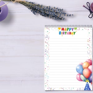 Happy Birthday Printable Stationery-birthday Writing Paper Unlined ...