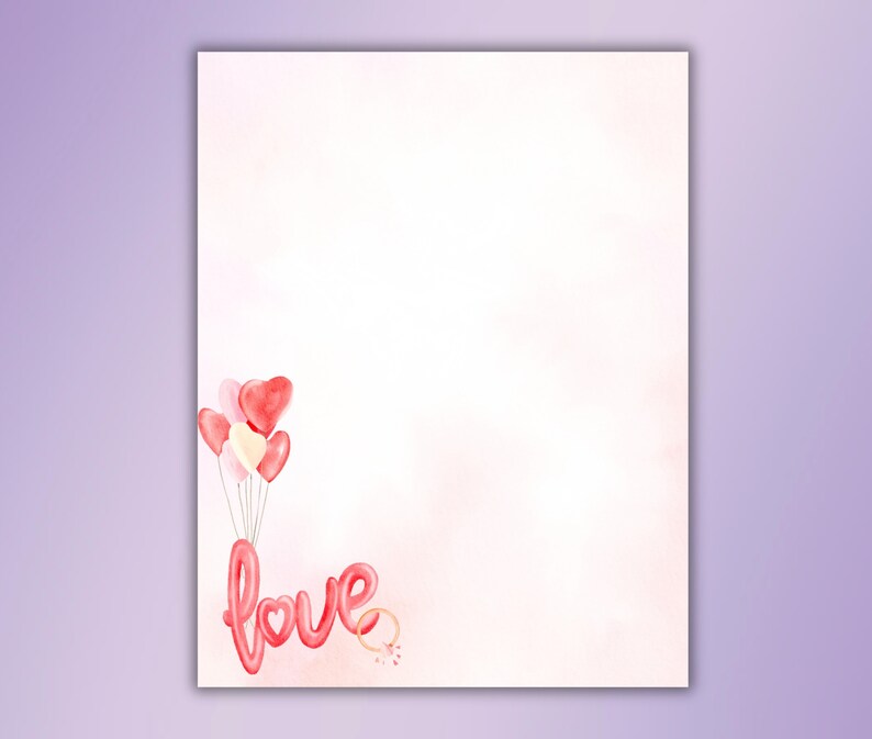 Love Heart Printable Stationery-heart Stationary-valentine Heart ...
