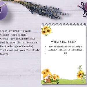 Sunflower Gnome Printable Stationary-digital Download Printable Writing ...