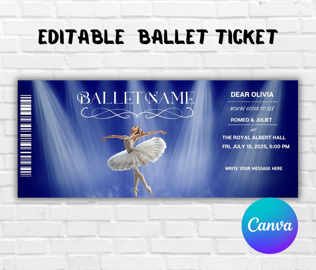 Editable Ballet Ticket Template-ballet Gift Ticket-ballet Lover Gift ...