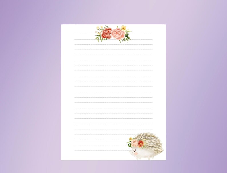 Hedgehog PRINTABLE Stationery, Printable Stationary, Printable Writing ...