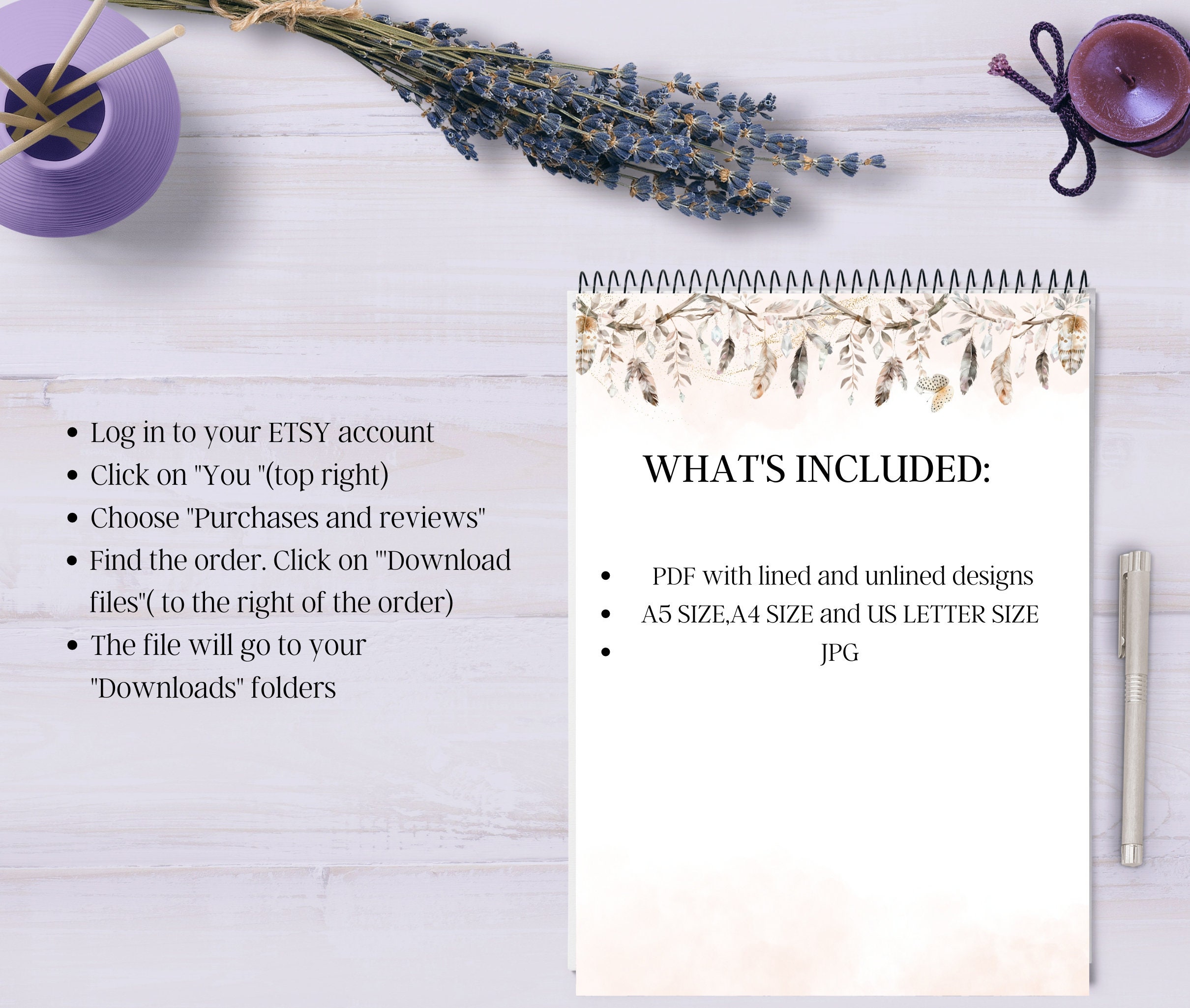 Watercolor Boho Feathers Printable Stationery watercolor Writing Paper ...