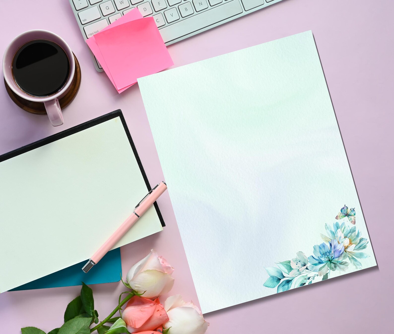 Watercolor Flower Stationery Set-flower Writing Paper Unlined Lined A4 ...
