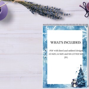 Blue Winter Printable Stationery-christmas Tree Snowman Writing Paper ...