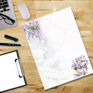 Purple Flower Printable Stationery-floral Writing Paper-letter Paper A4 ...